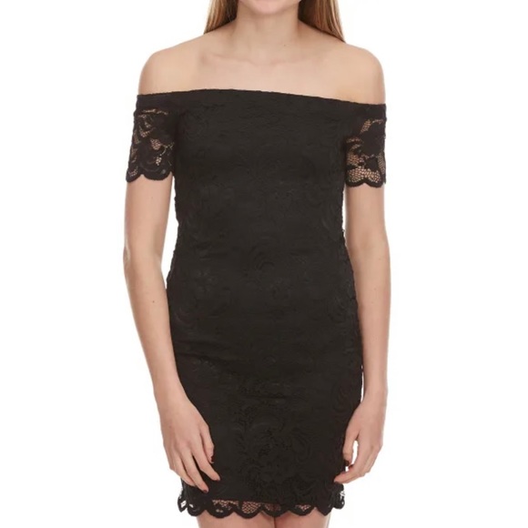 Ambiance | Dresses | Ambiance Black Lace Off The Shoulder Bodycon Mini ...